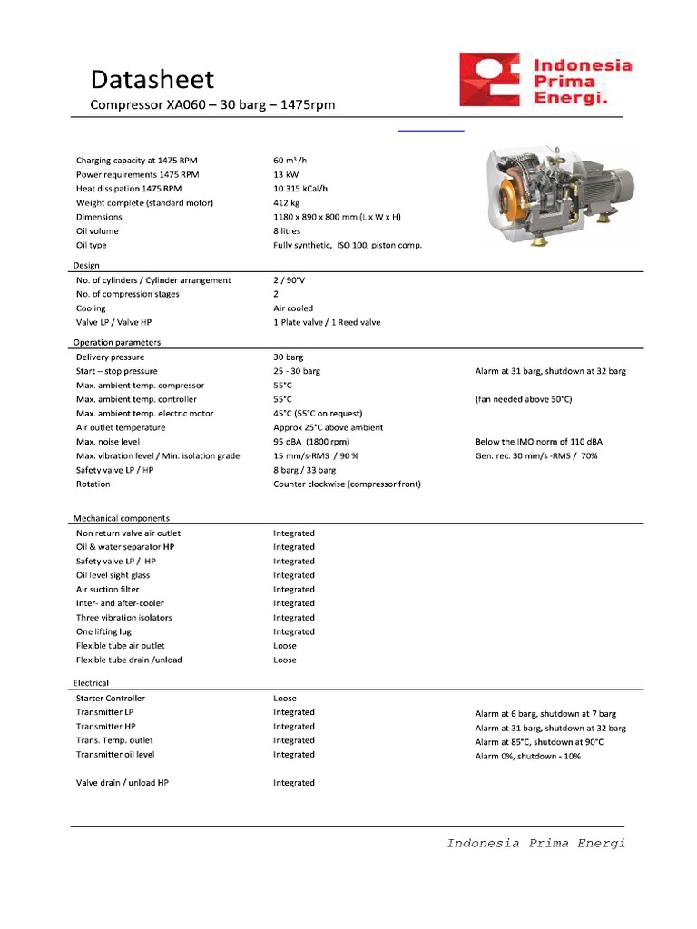 Datasheet Compressor | PDF