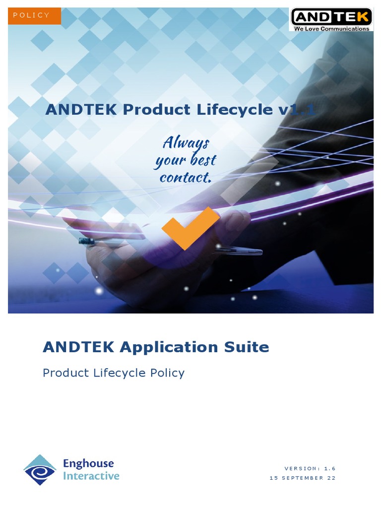 ANDTEK Product Lifecycle Policy - 1.6 | PDF | Application Software | Technology Development
