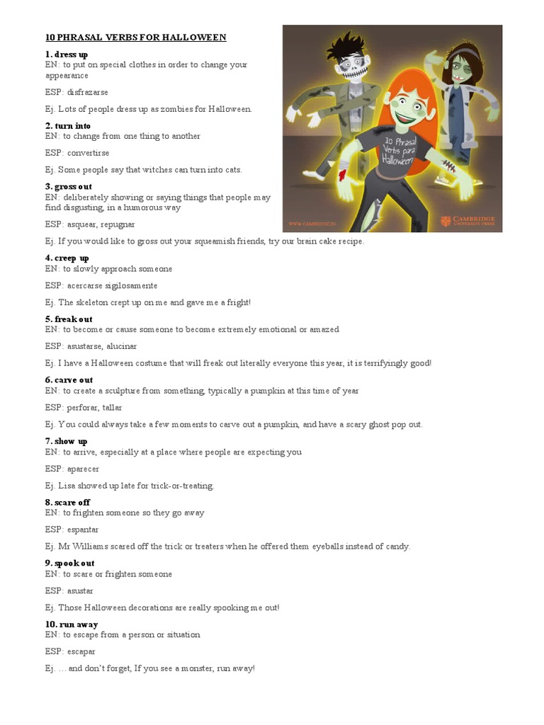 10 Phrasal Verbs For Halloween | PDF | Home & Garden