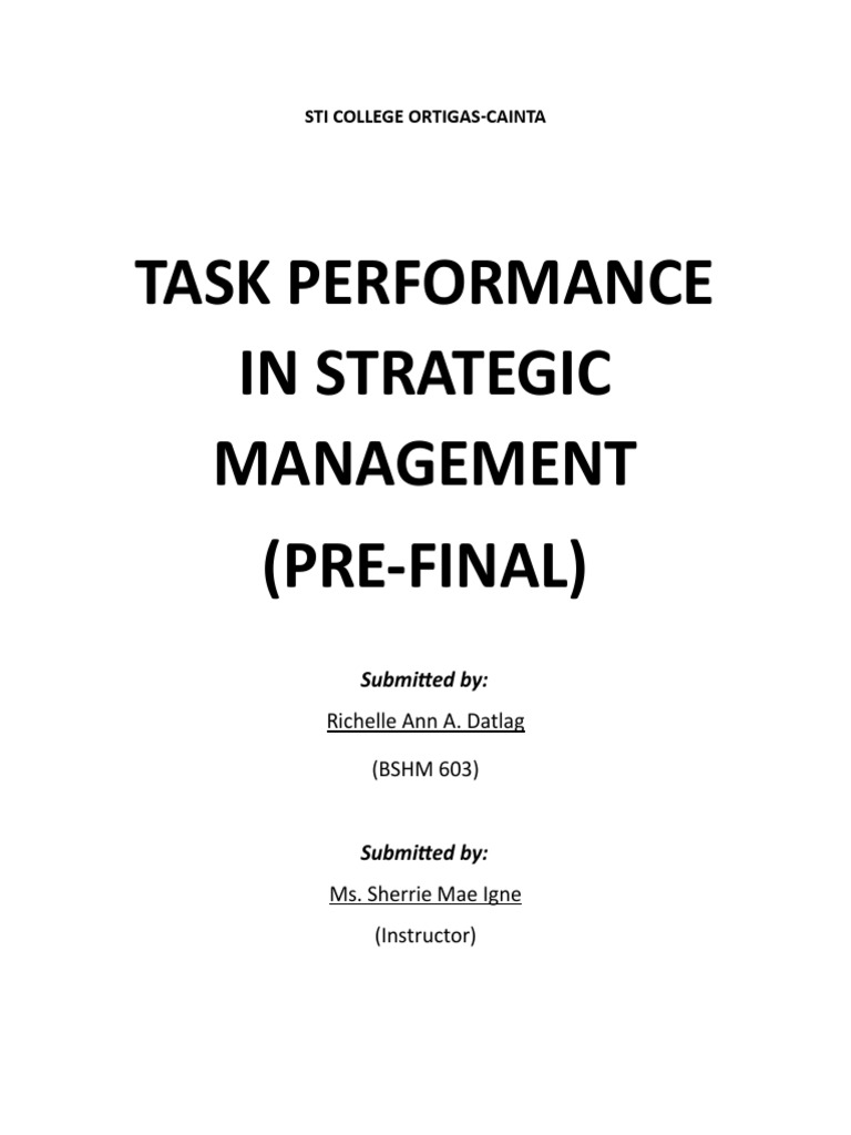 09 Performance Task 1 Strat | PDF