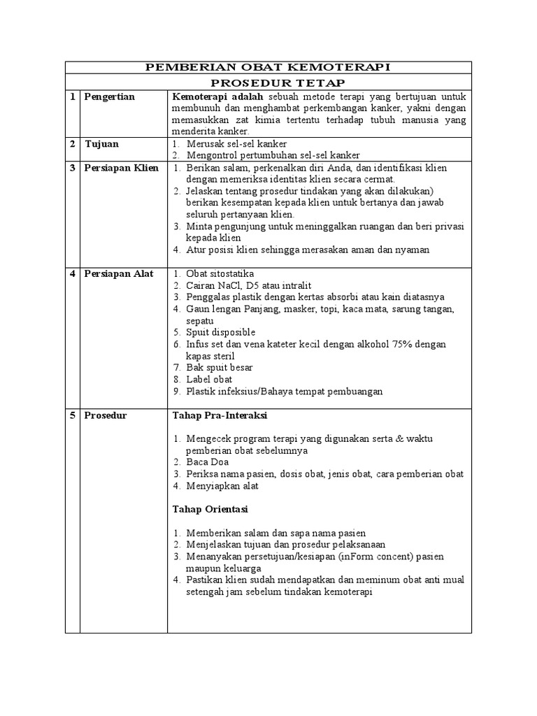 SOP KMB-Kemoterapi | PDF