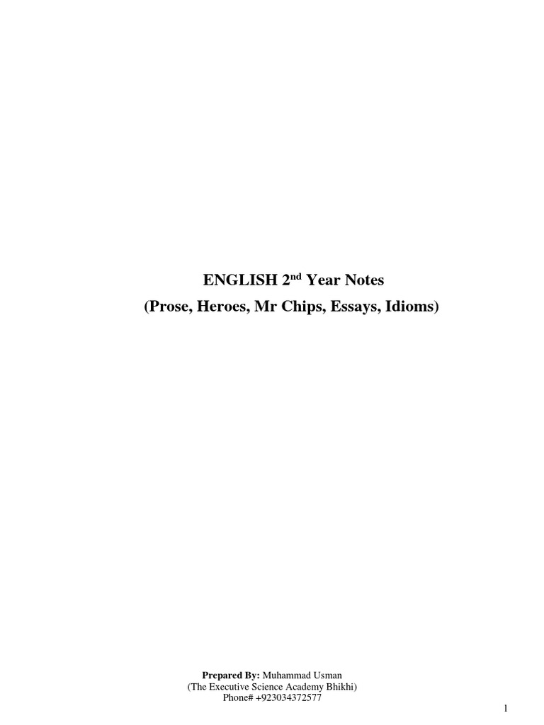 English 2nd Year Books Notes FInal PDF | PDF