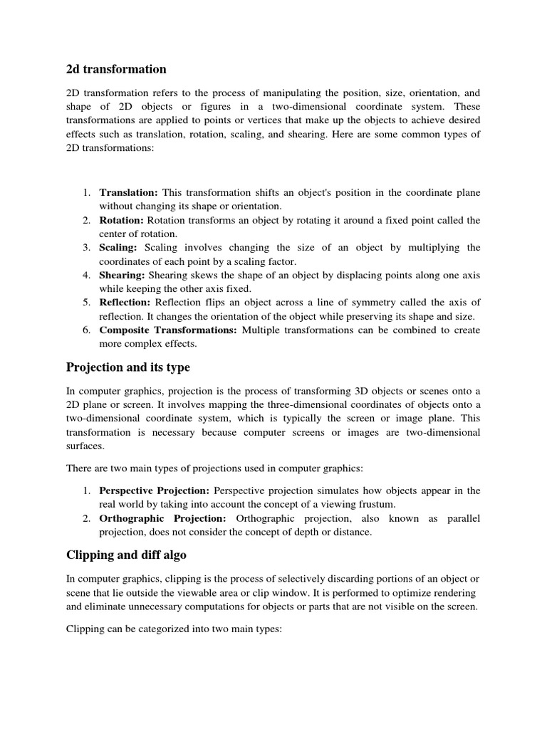 2d Transformation | PDF | 2 D Computer Graphics | Multimedia