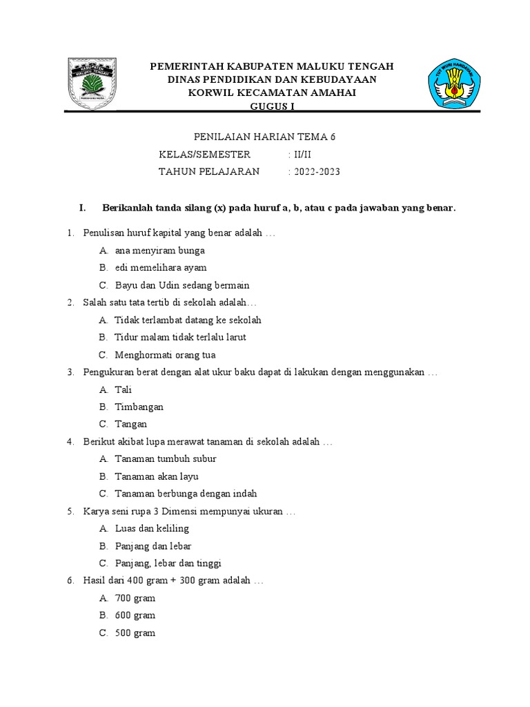 Soal PH Pjok Tema 6 | PDF