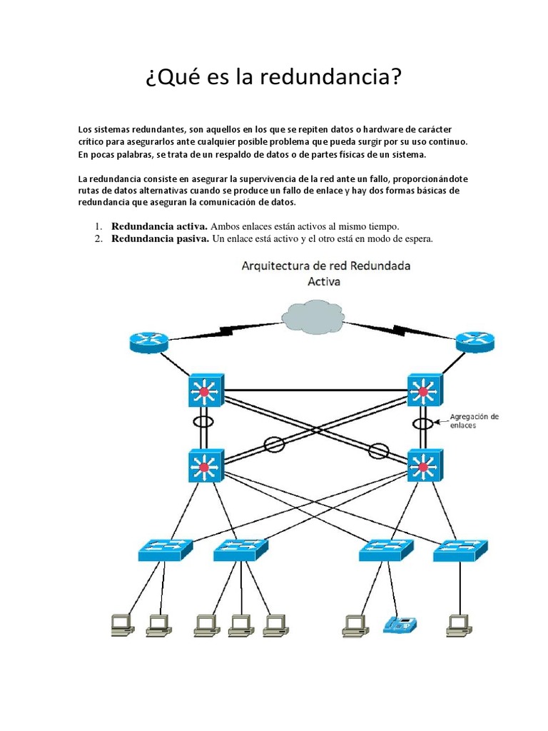Tipos y Beneficios de Redundancia en Redes | PDF | Computación en la ...