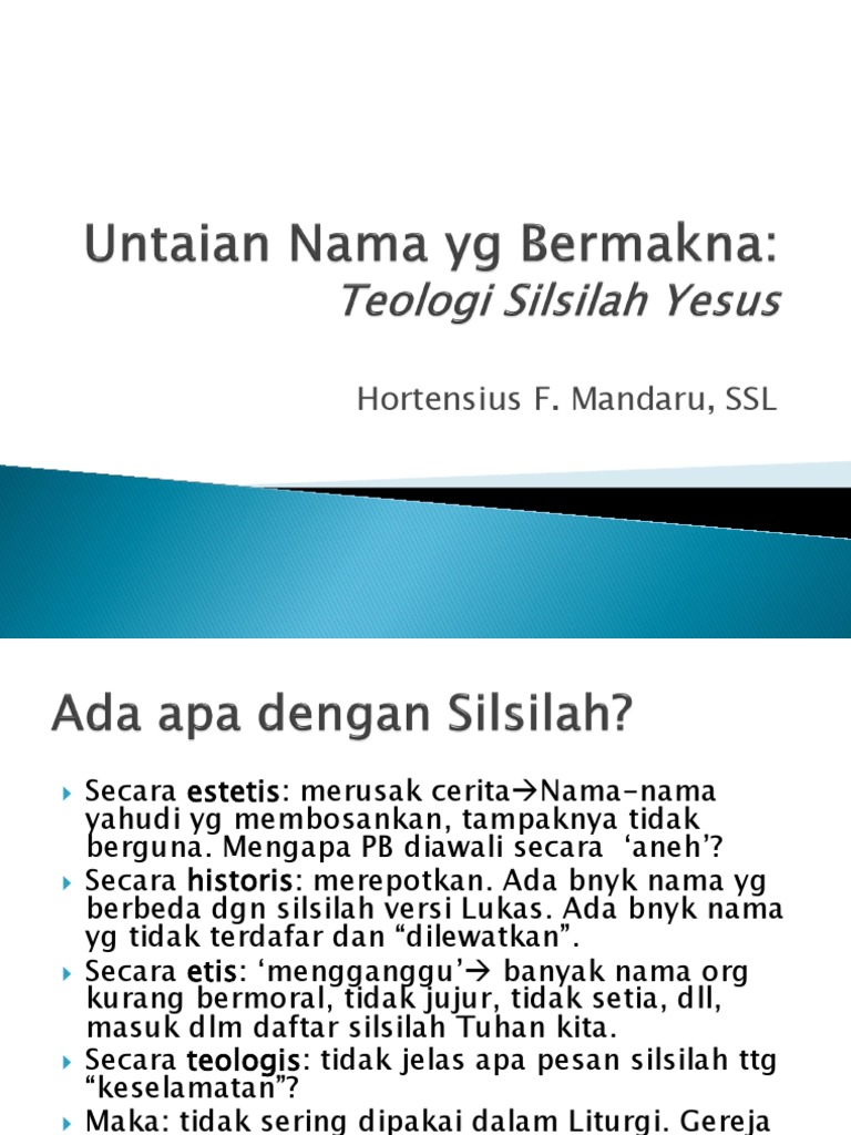 Silsilah Yesus: Matius vs Lukas | PDF | Sejarah