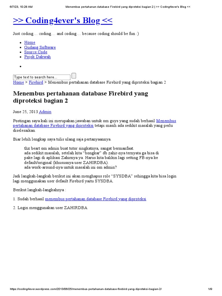 Menembus Pertahanan Database Firebird Yang Diproteksi Bagian 2 - Coding4ever's Blog | PDF