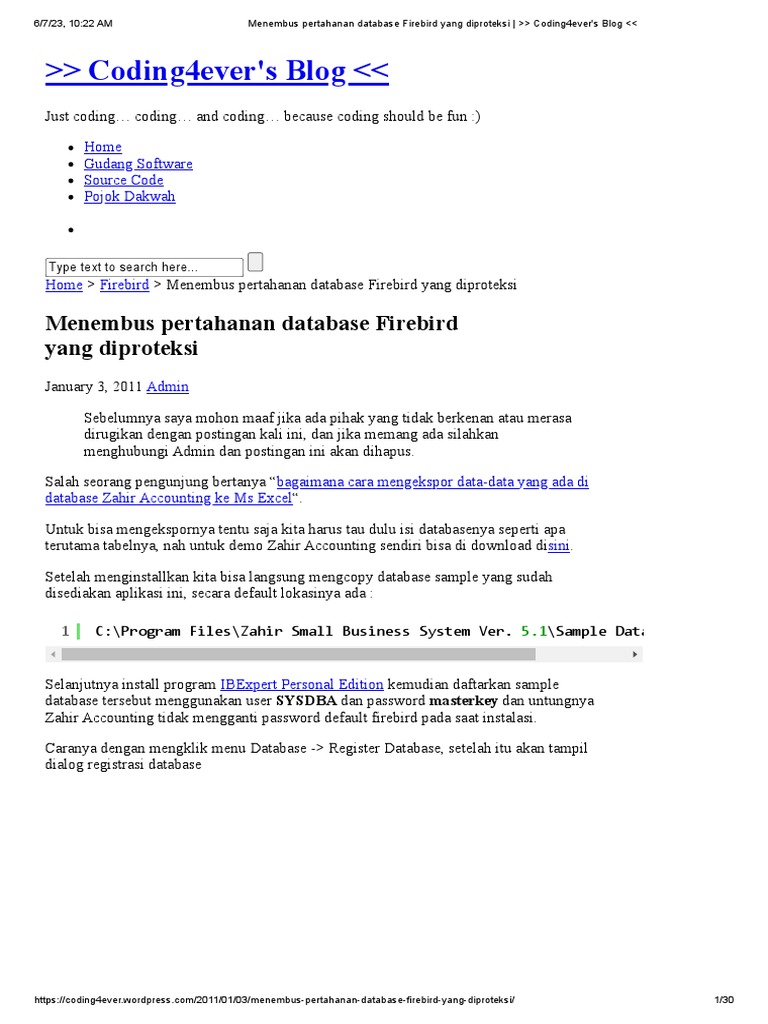 Menembus Pertahanan Database Firebird Yang Diproteksi Coding4ever S Blog Pdf