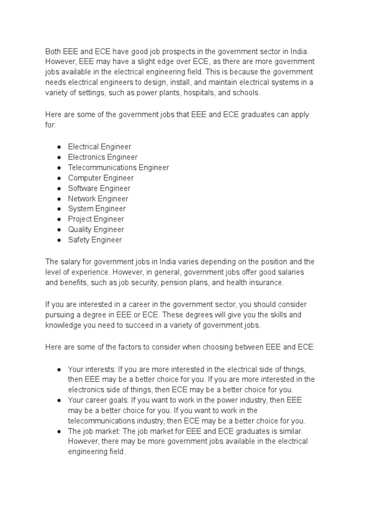 EEE vs ECE: Government Job Prospects | PDF | Technology & Engineering