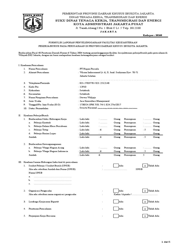 Form Perda (WLP) | PDF