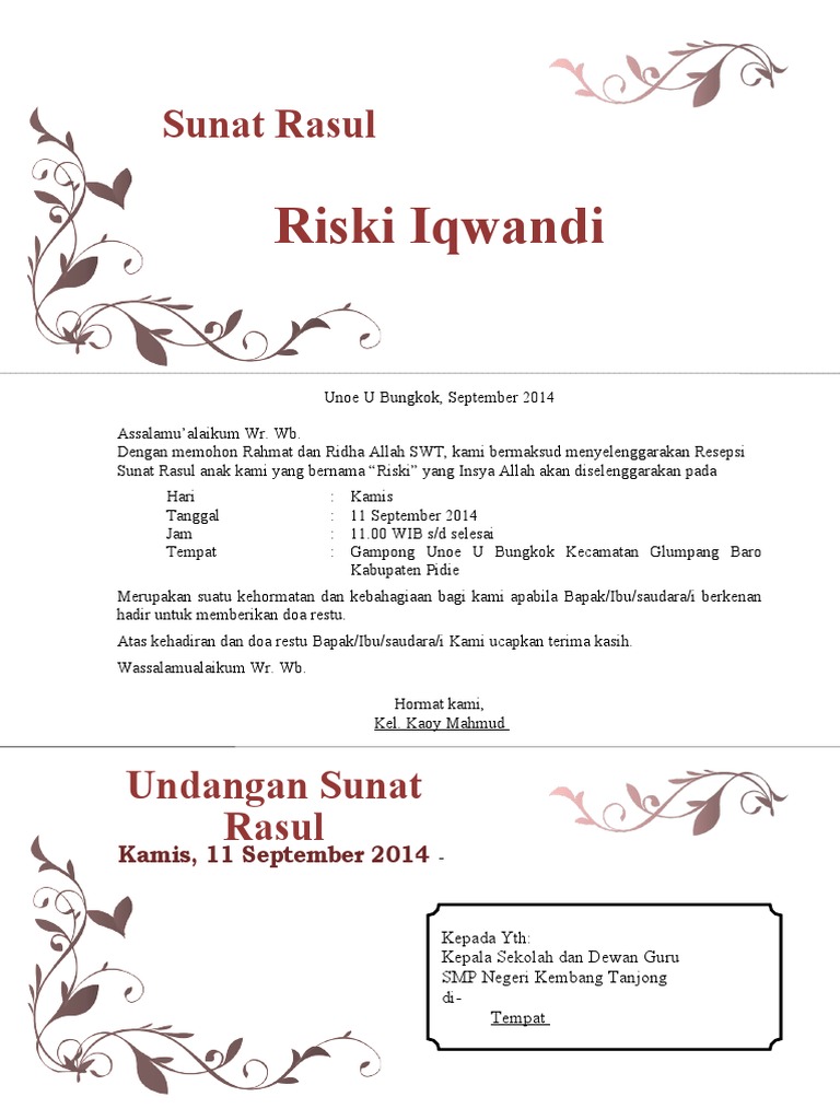 UNDANGAN Sunat Rasul | PDF
