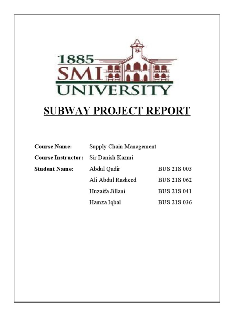 SCM (Subway Project Report) | PDF | Fast Food | Menu