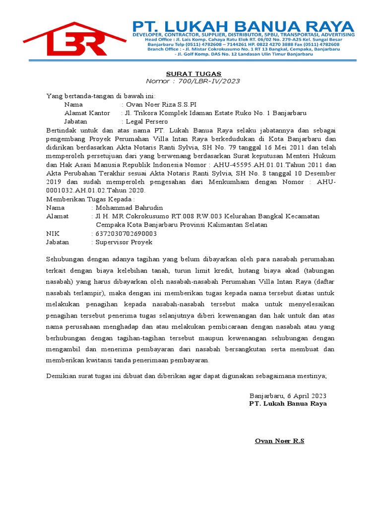 Surat Tugas LBR Om Udin | PDF
