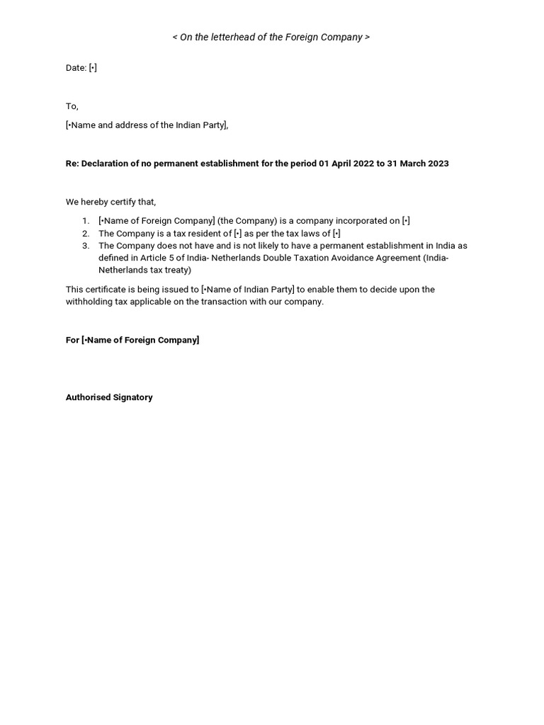 No PE Declaration | PDF