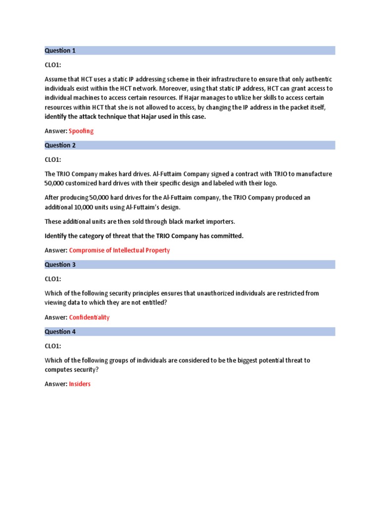 FWA 40 Questions | PDF | Security | Computer Security