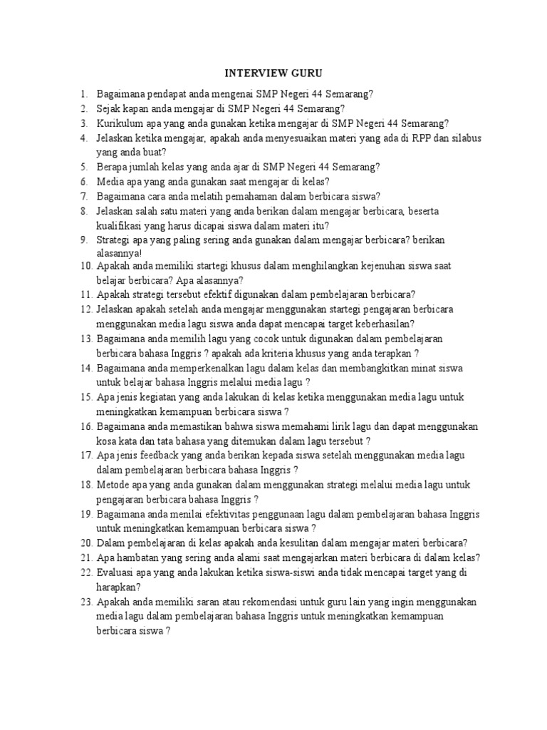 Penelitian Skripsi Interview | PDF