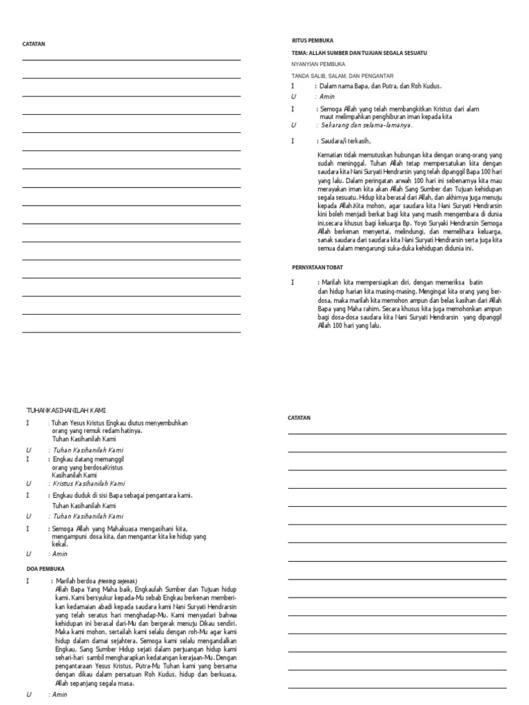 buku misa 100 hari bu NONI layout | PDF