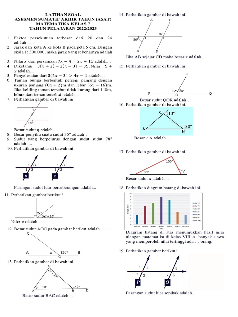 Latihan Soal Asat Mat 7 | PDF