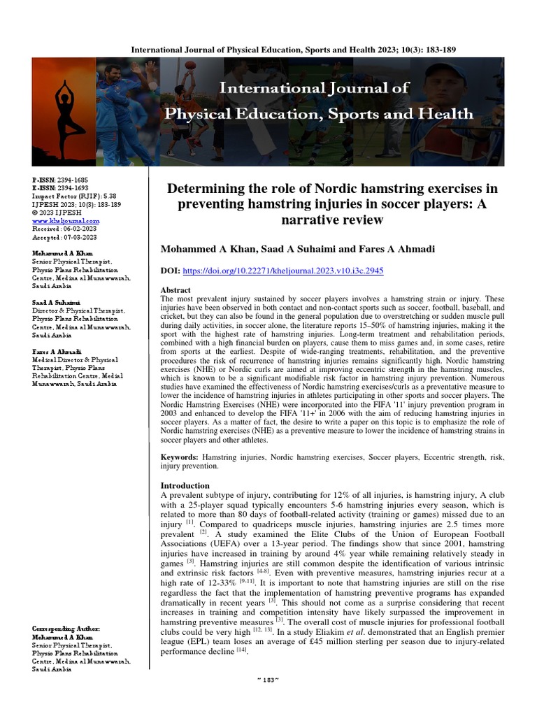 Determining The Role of Nordic Hamstring Exercises in Preventing ...