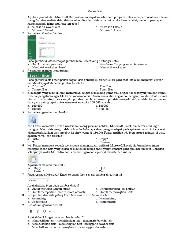 Soal PAT Microsoft Excel dan Scratch | PDF | Metode & Bahan Ajar