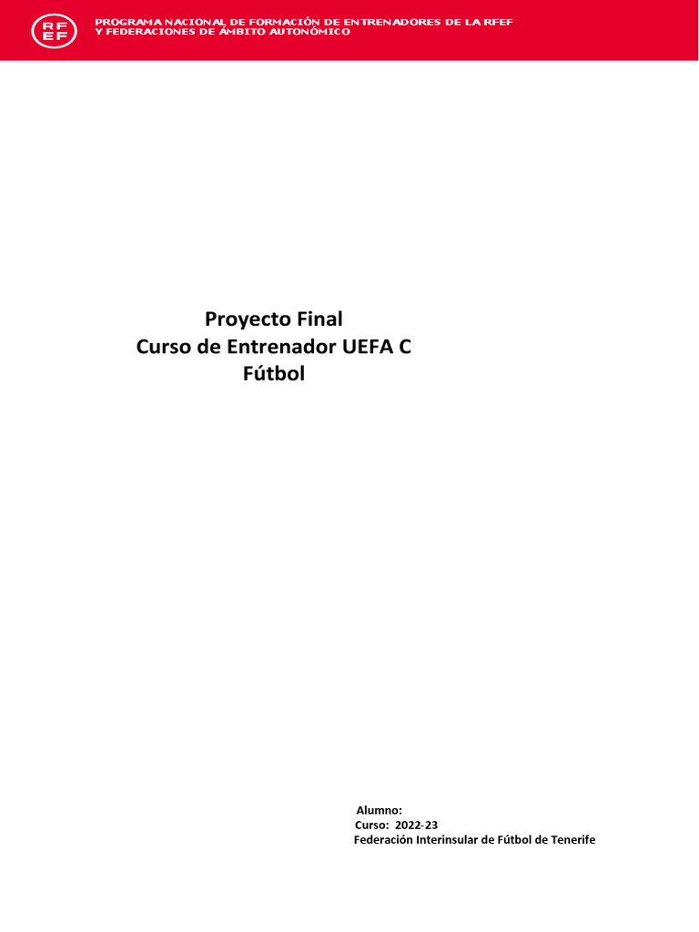 Proyecto Final UEFA C Fútbol (Plantillaa) | PDF | Asociación de Futbol