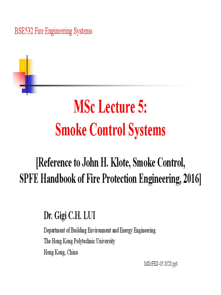 Lecture 5 Smoke Control Systems | PDF | Chimney | Civil Engineering