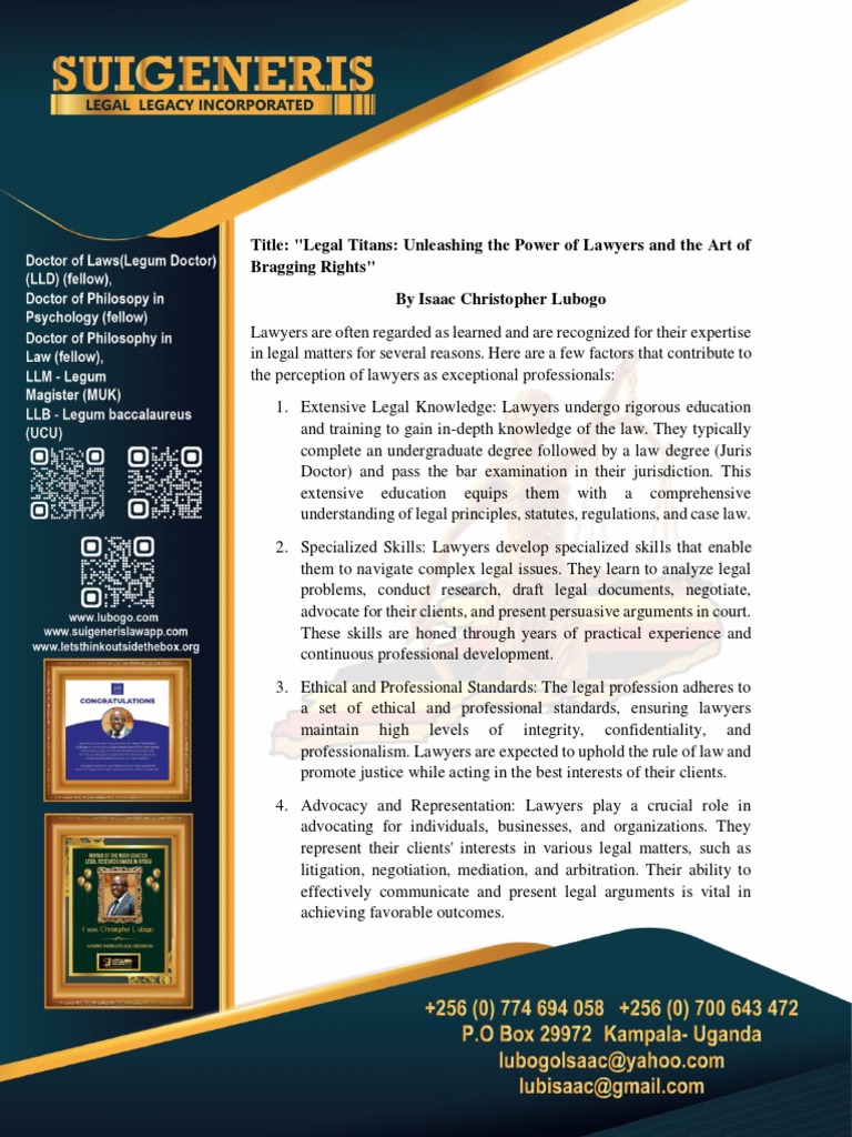 Legal Titans: The Power of Lawyers | PDF | Lawyer | Critical Thinking