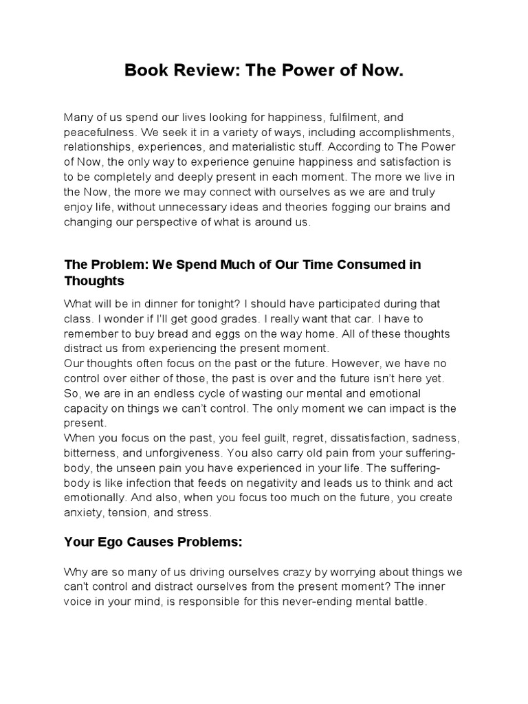 Review of "The Power of Now" | PDF | Thought | Experience