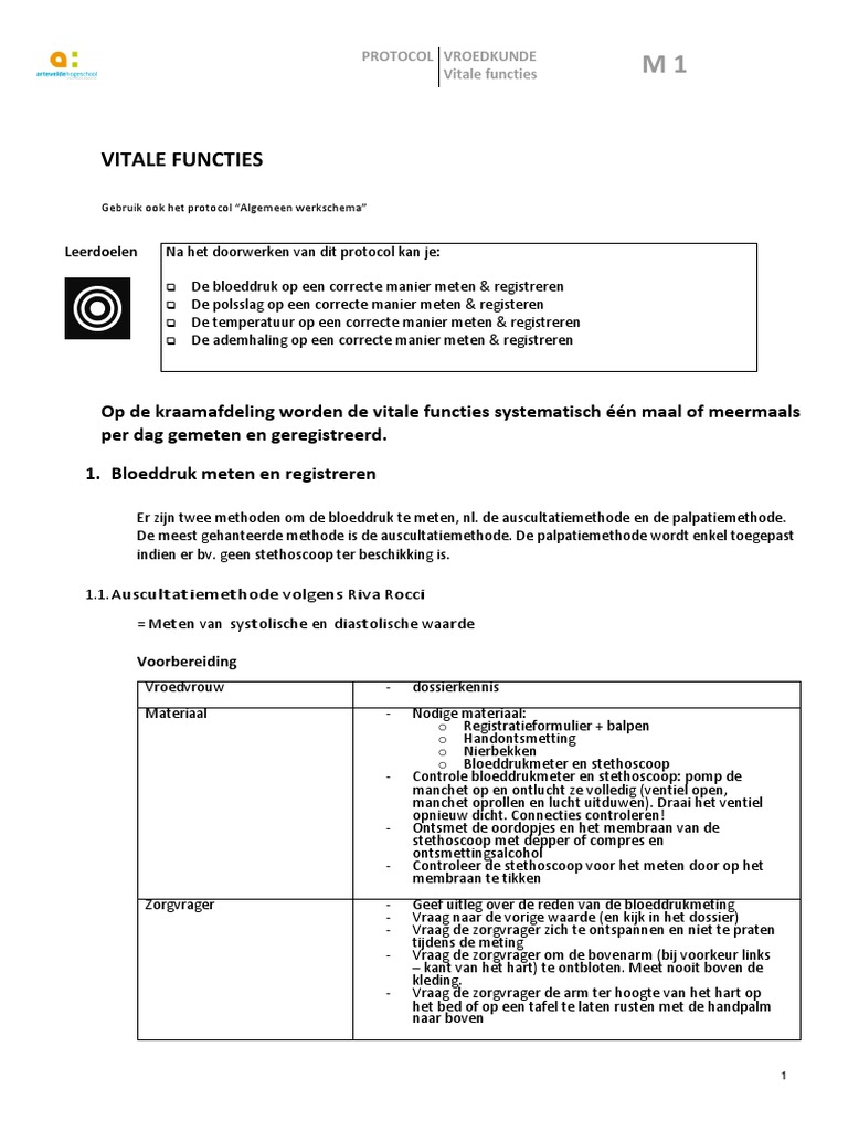 VRK - Protocol - Vitale Functies - 040718 | PDF