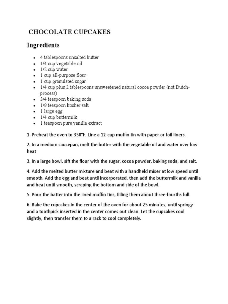 Chocolate Cupcakes | PDF | Cakes | Cupcake