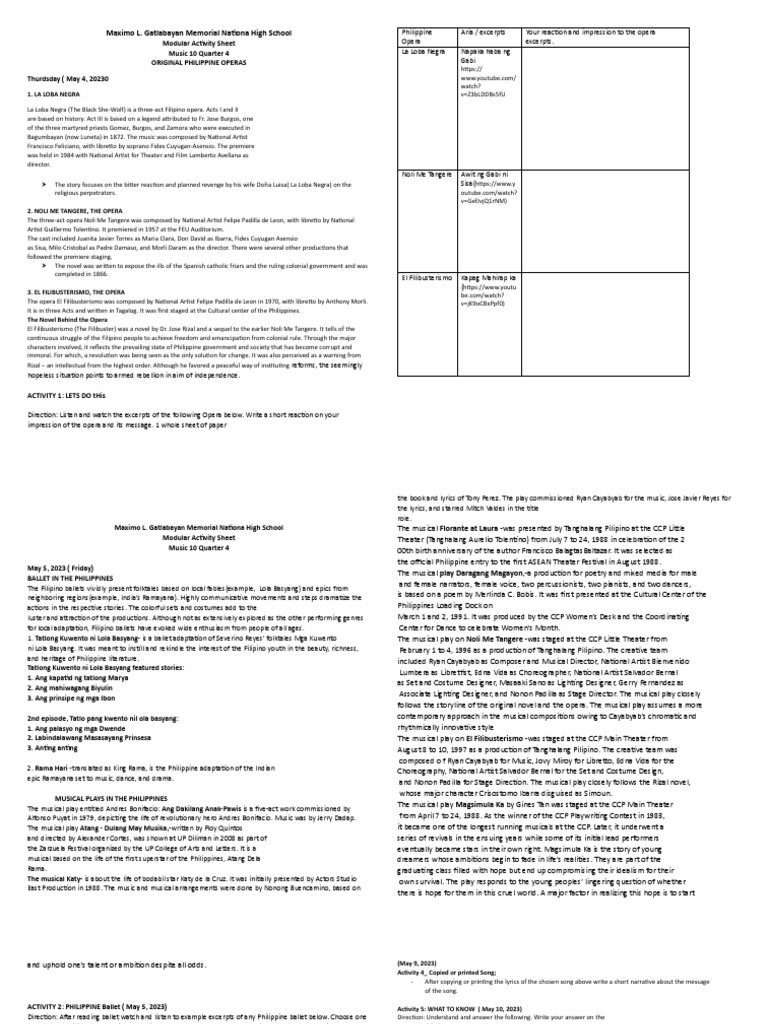 Music-Quarter-4-Modular-Activity-sheets | PDF