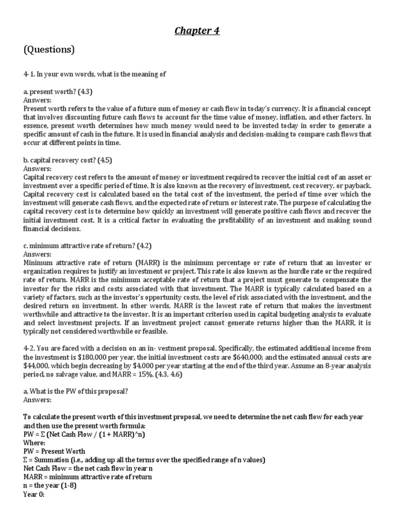 Chapter 4 Answers | PDF | Present Value | Internal Rate Of Return