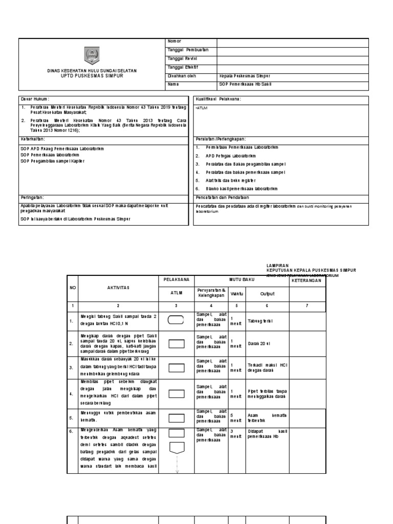SOP PEMERIKSAAN HEMOGLOBIN SDH | PDF