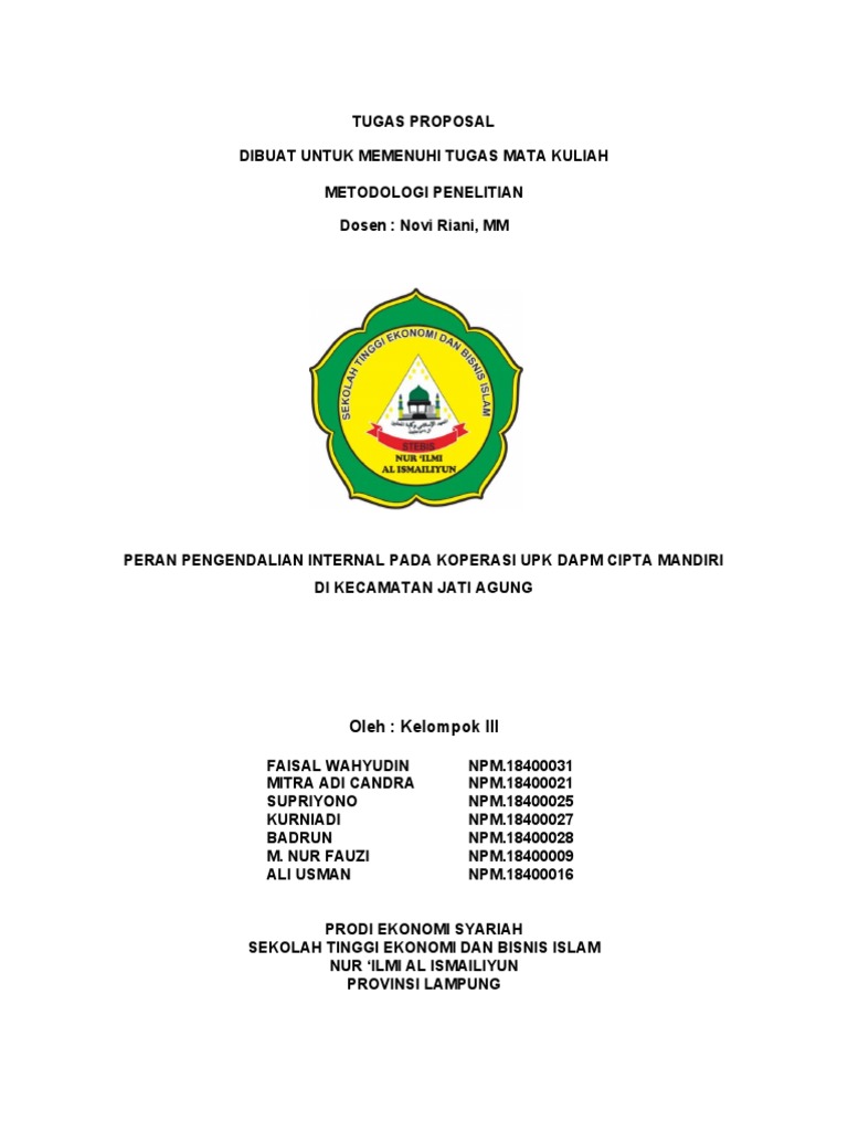Contoh Proposal Koperasi - Bab1-3 | PDF