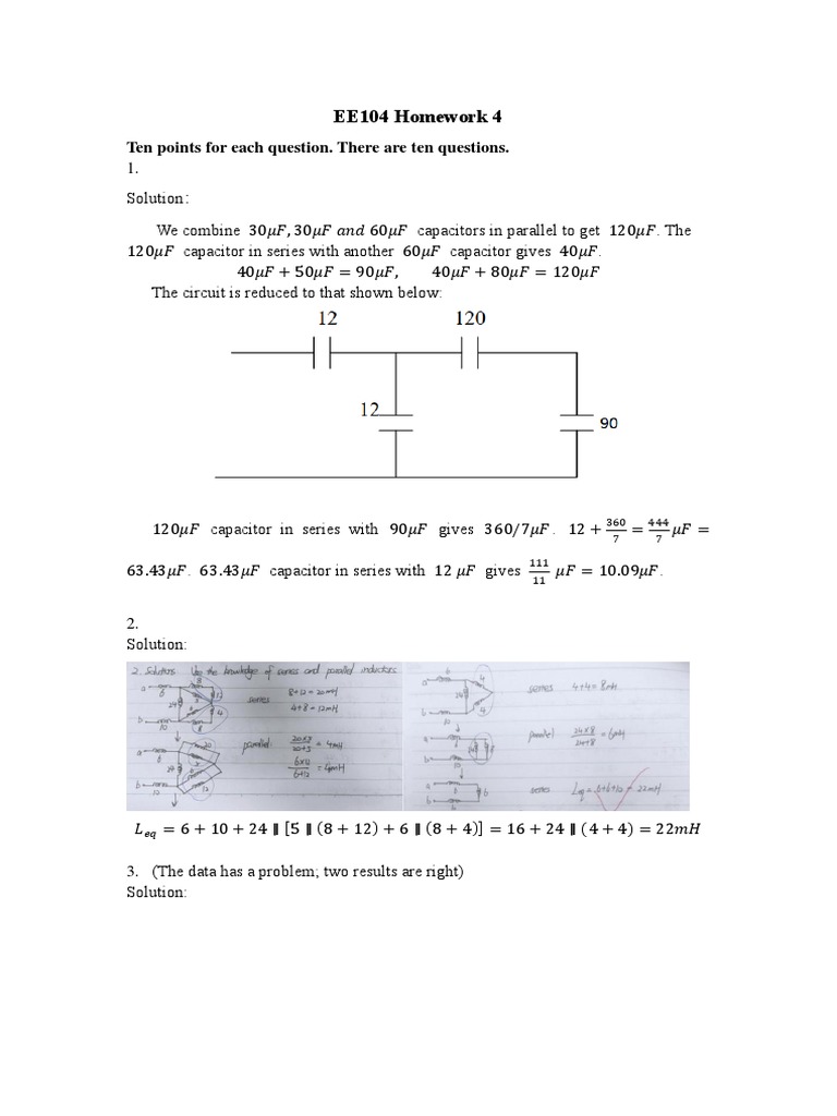 2020EE104 HW4 Solution | PDF | Capacitor | Electronic Engineering