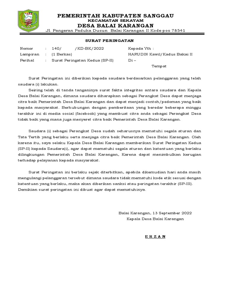 Surat Peringatan-1 | PDF