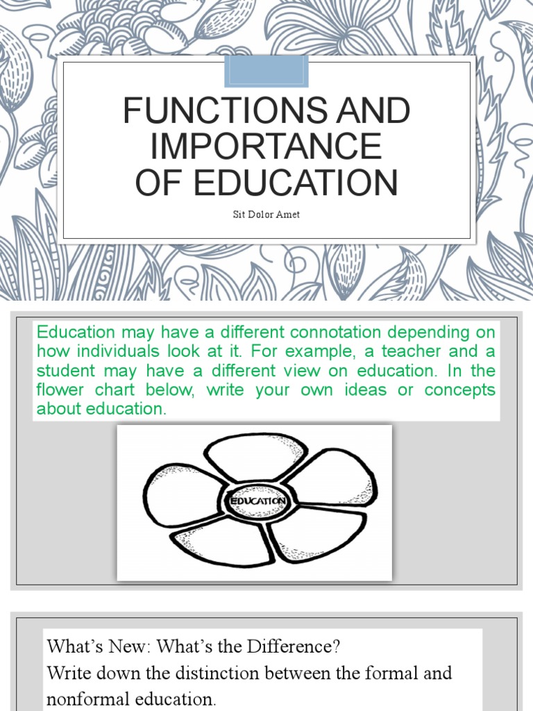 Week 2 Functions and Importance of Education Lecture | PDF | Behavior Modification | Learning