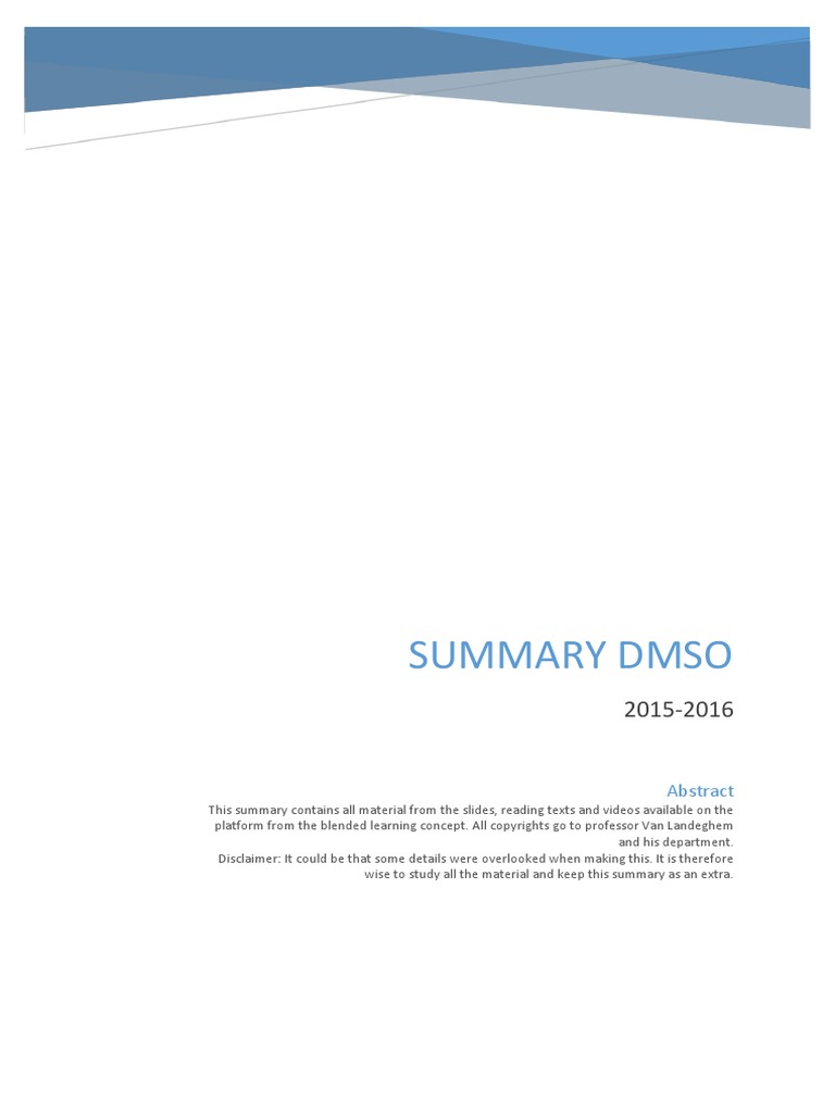 Design Of Manufacturing And Service Operations DMSO SummaryDMSO