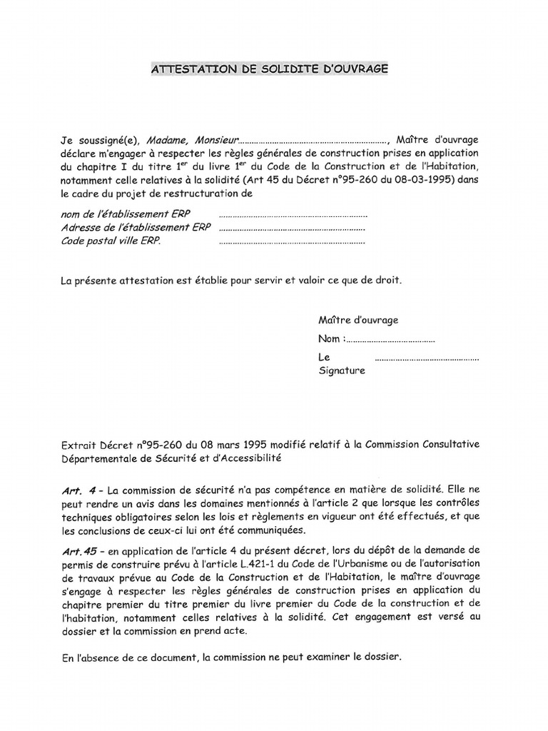 Attestation Solidite Ouvrage | PDF