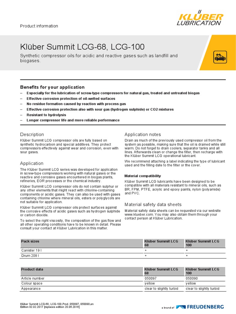Klüber Summit LCG 68 100 GB en | PDF