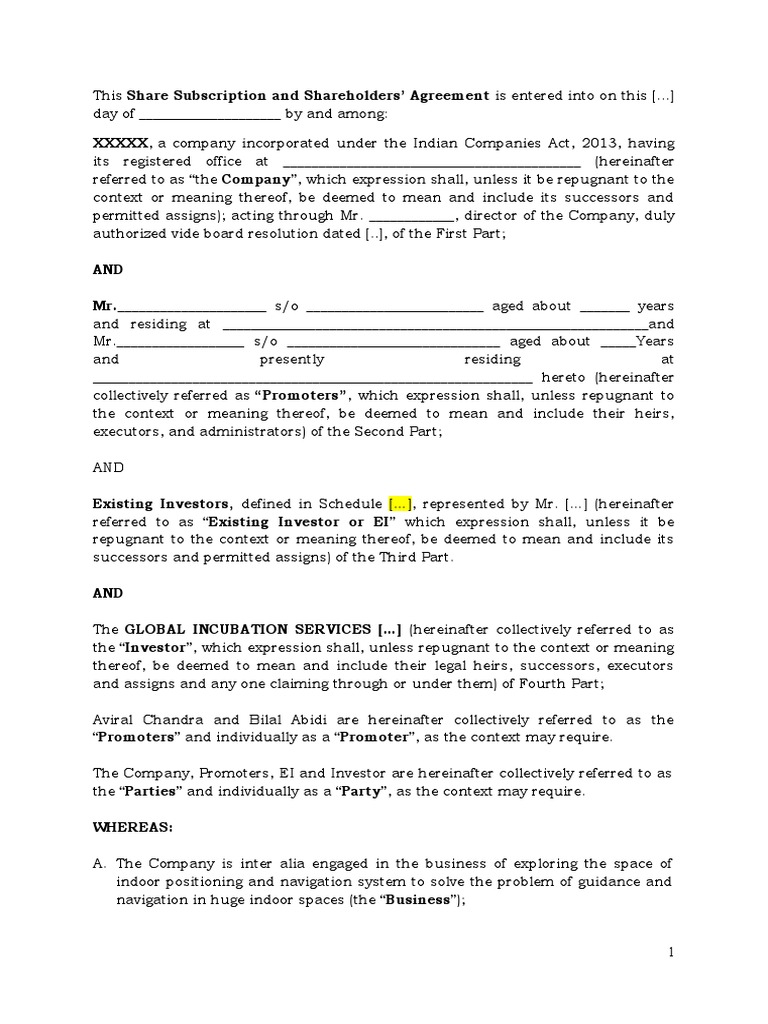 Investment Agreement Template - OCCPS | Download Free PDF | Stocks ...