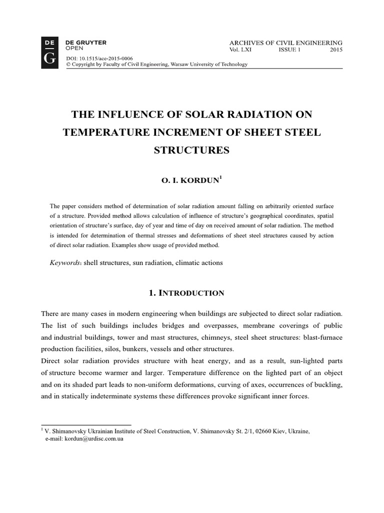 The Influence of Solar Radiation On Temperature Increment of Sheet ...