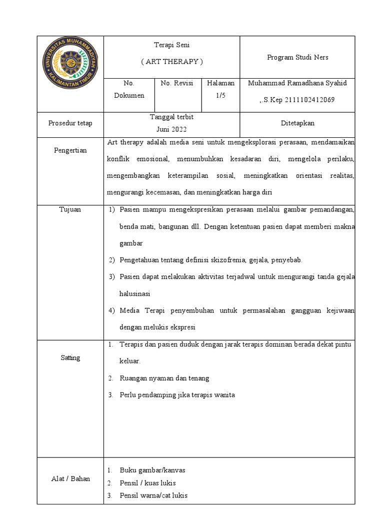 Sop Terapi Menggambar (Art Therapy) - 2 | PDF