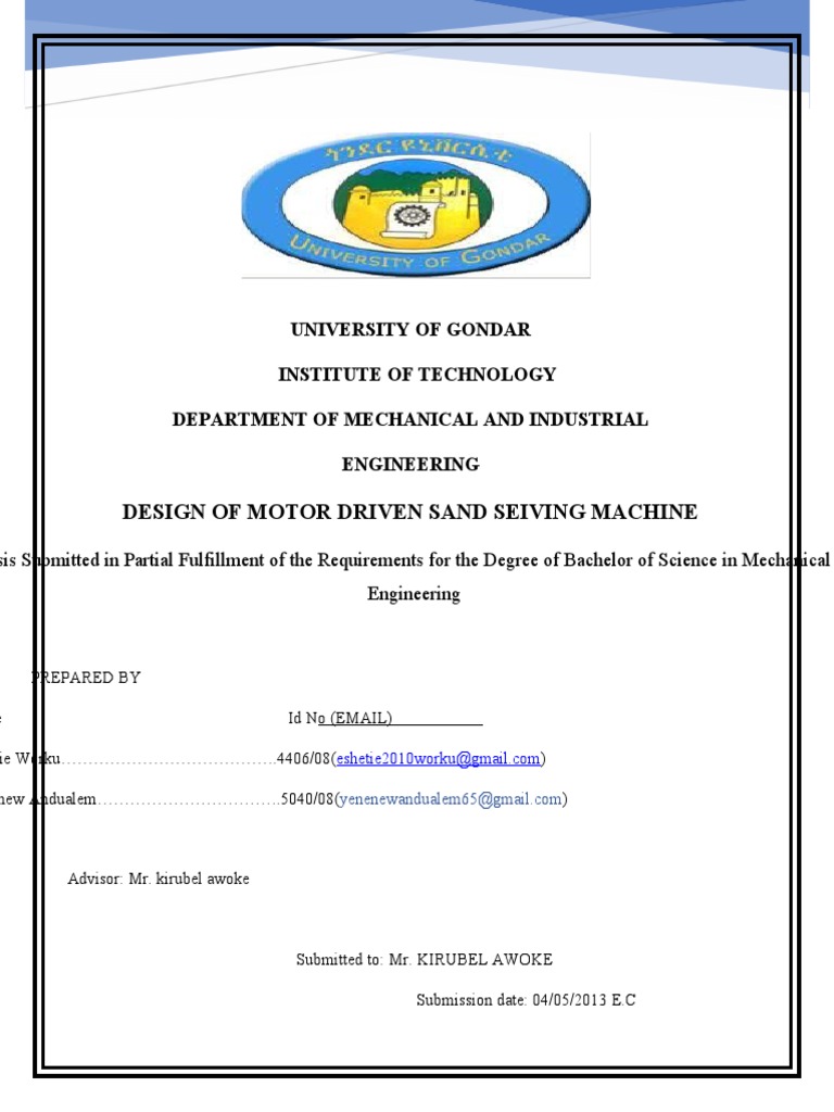Thesis Document For Seiving Machine Edited | PDF | Belt (Mechanical ...