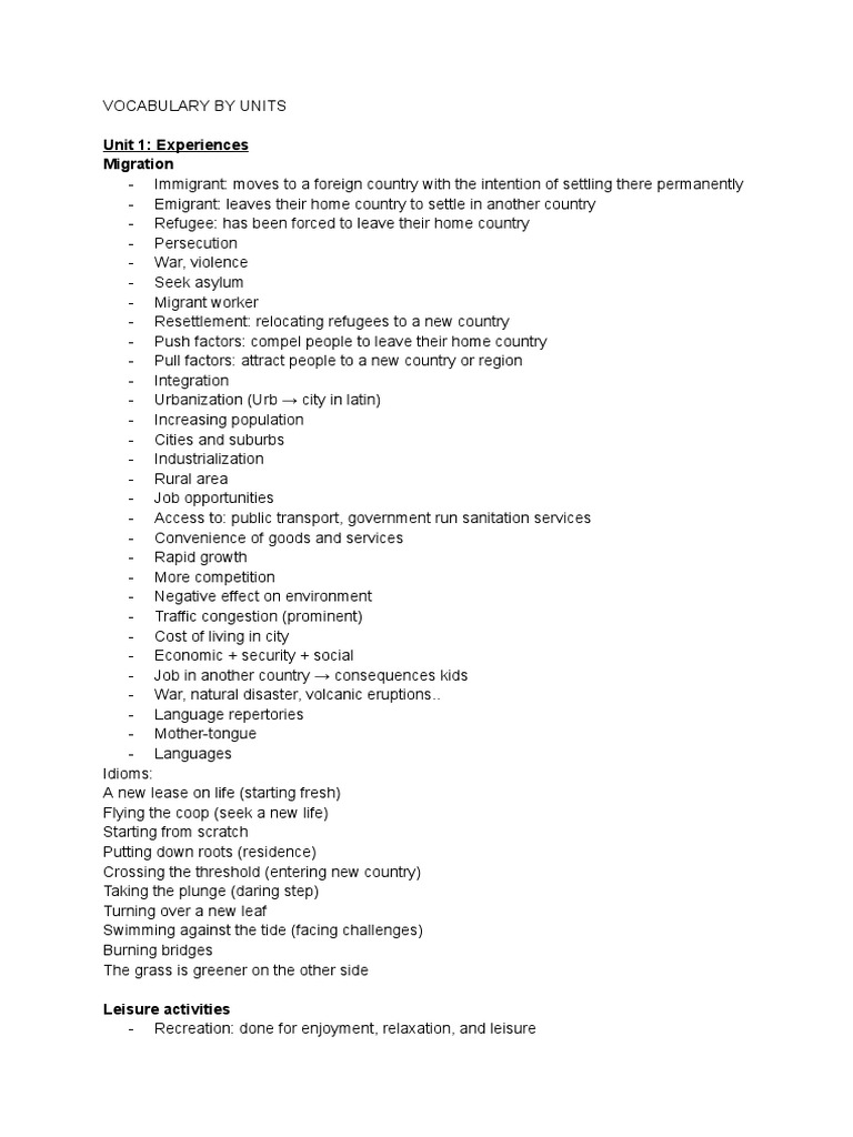 Units Vocabulary 2 | PDF