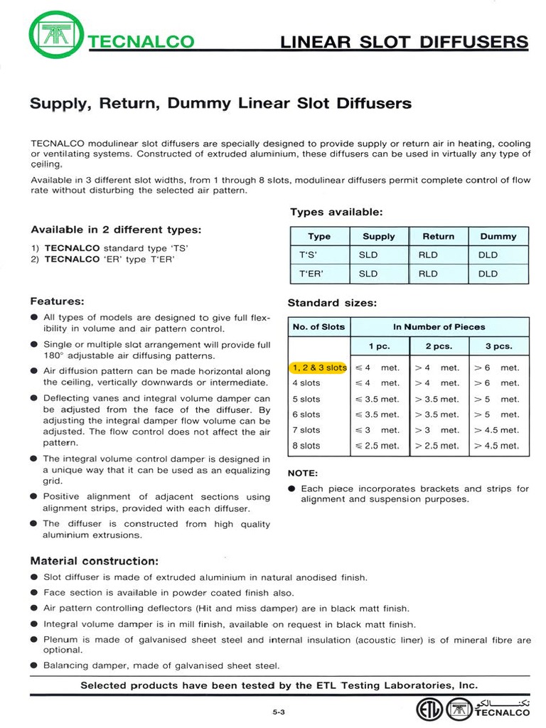 5.7 Tecnalco-Linear Slot Diffuser | PDF