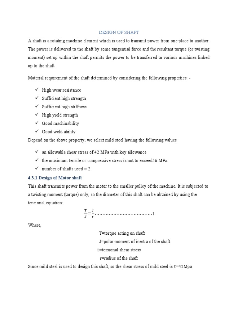 Design of Shaft | PDF