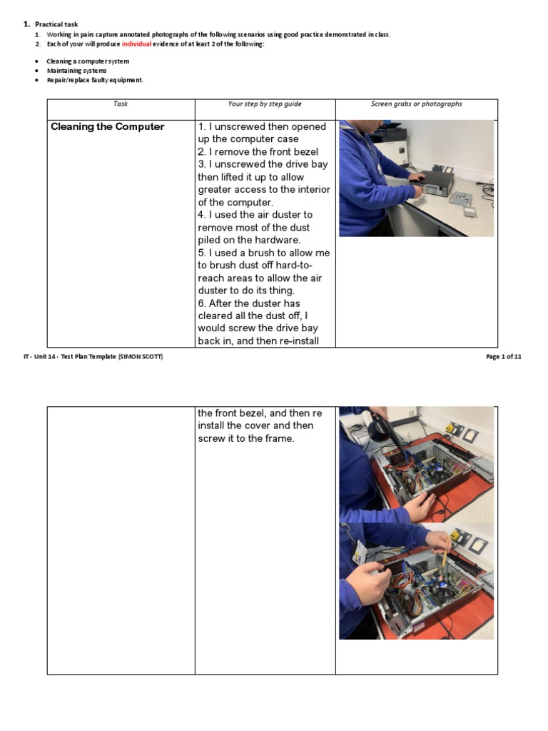 It - Unit 14 - Test Plan Template Simon Scott | PDF