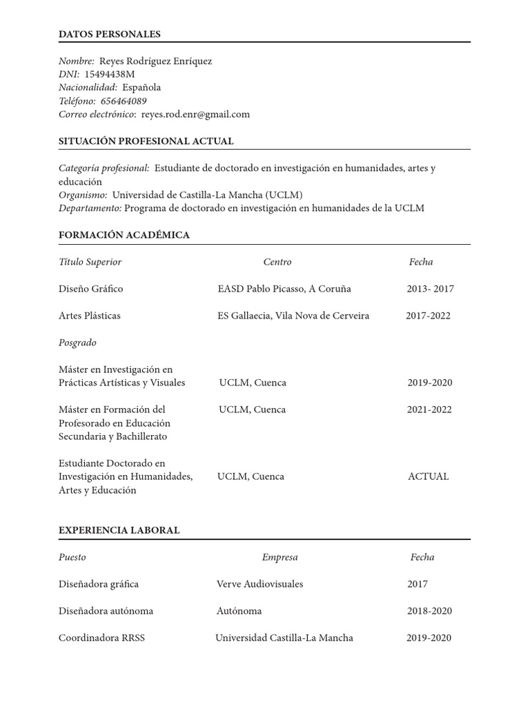 Currículum Vitae Reyes Rodríguez | PDF
