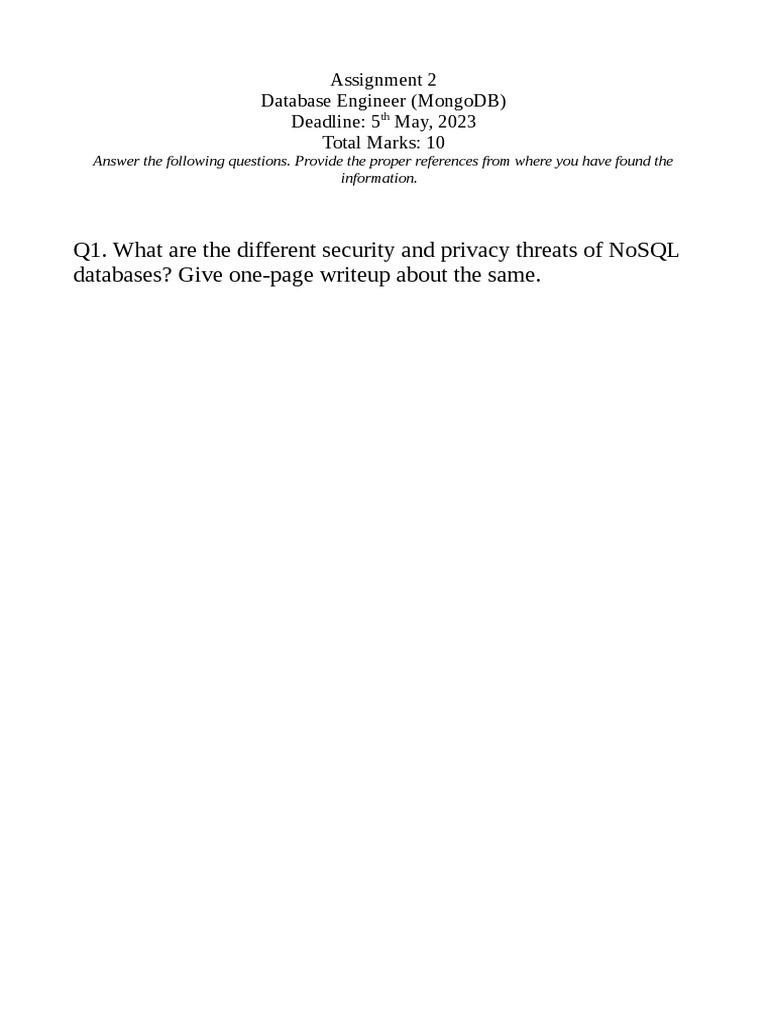 MongoDB Assignment 2 | PDF